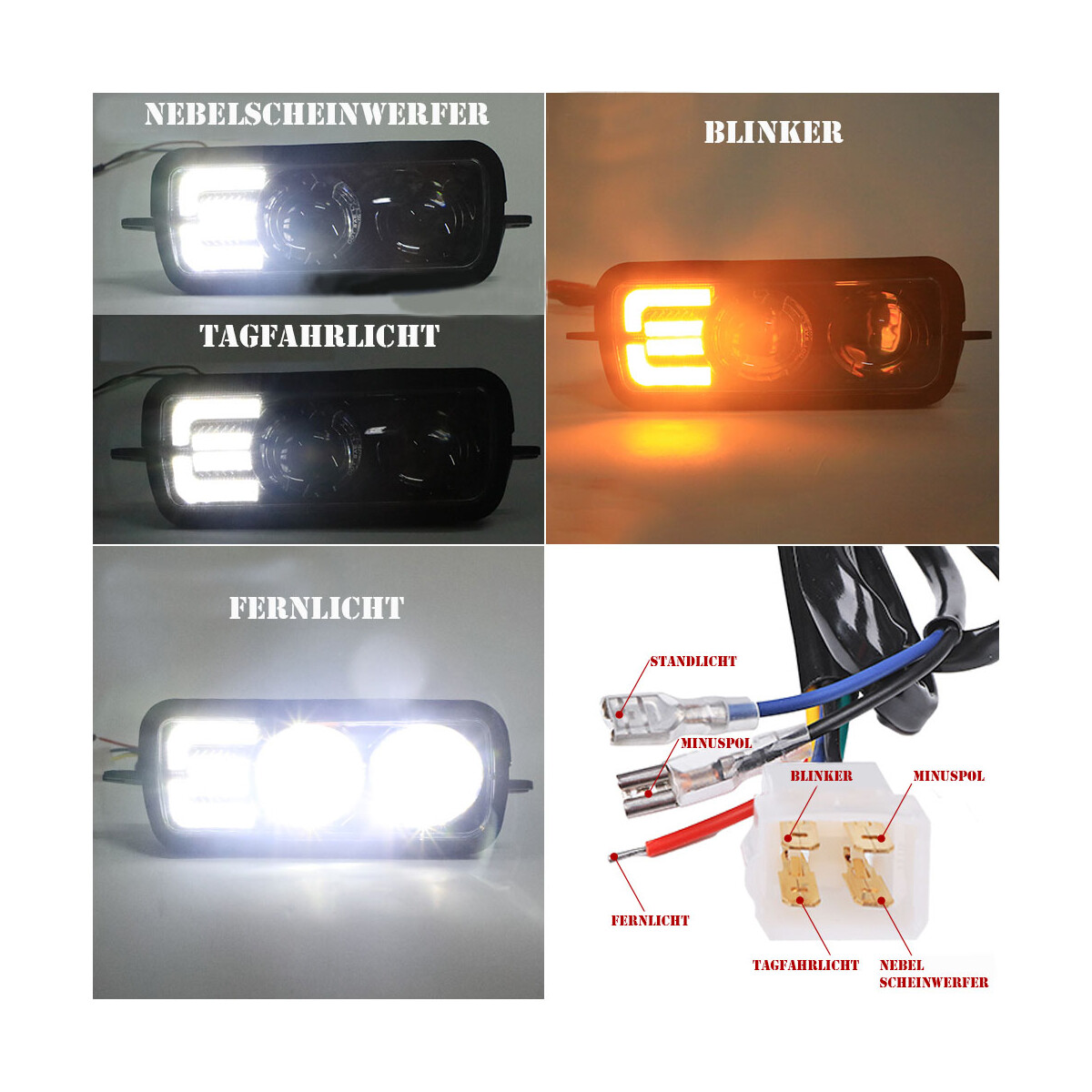 Helleres tagfahrlicht LED Standlicht Fernlicht Blinker Paar weiß für ...