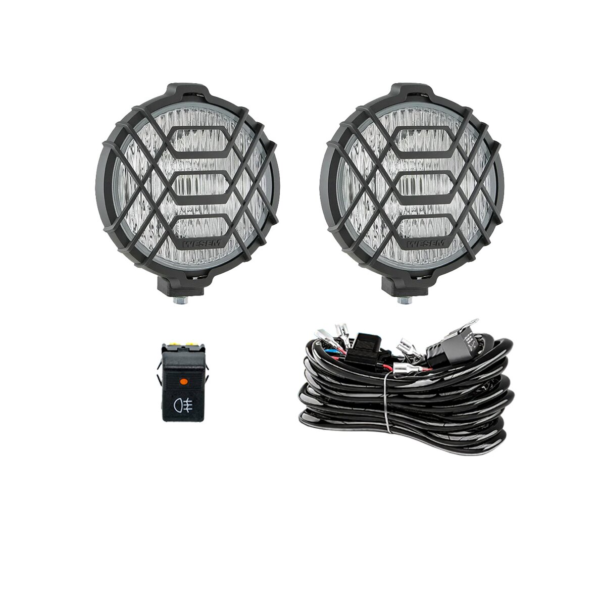 Nebelscheinwerfer RUND mit E-Zeichen Paar + Halterung + Elektrosatz L ...
